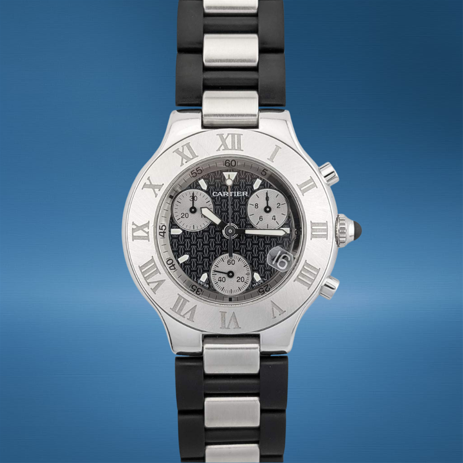Cartier 2424 Must 21 Chronoscaph 38mm ~2000s WxO Auction (0019-2572712 ...