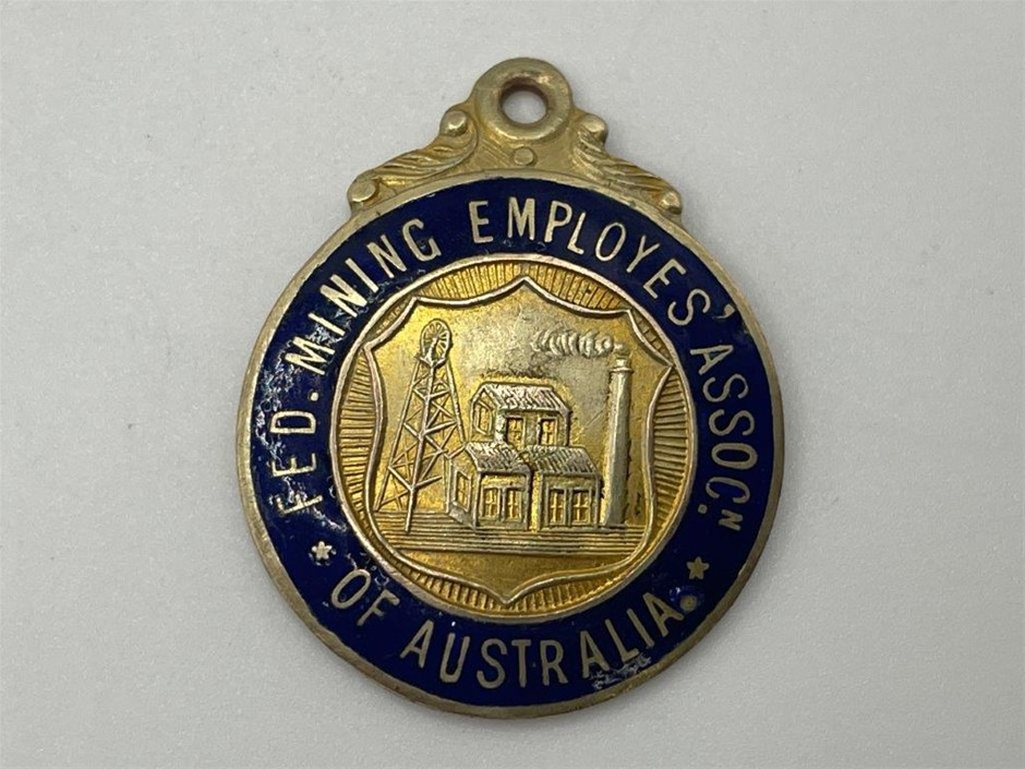 Fed. Mining Employee's Assocn of Australia enamelled 9Ct gold medal ...