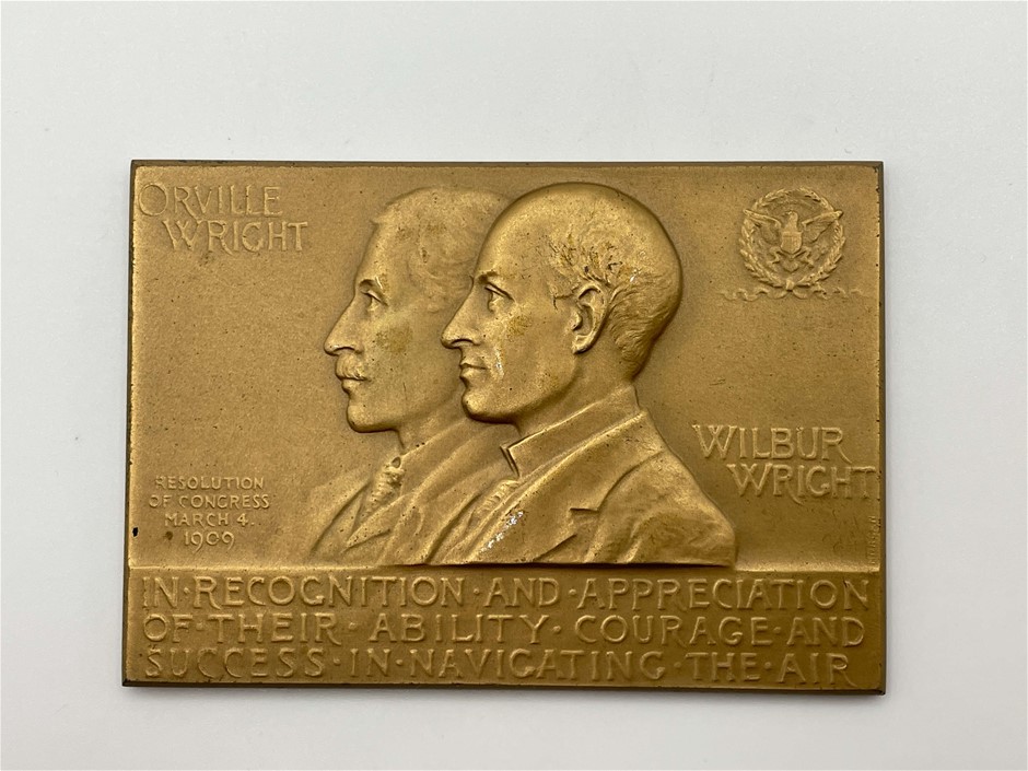 1909 Wright Brothers Aviation Commemorative Plaque Auction (1692 ...