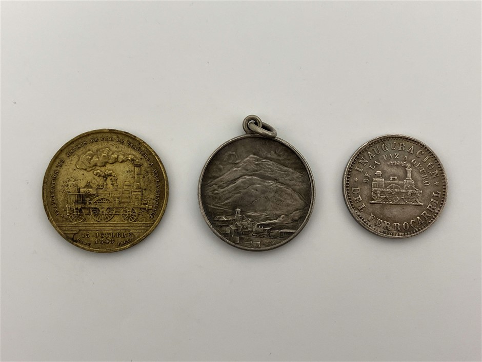 3 x Chile and Belgium Railways Medals C:1843-1912 Auction (1653-5061154) | Grays Australia