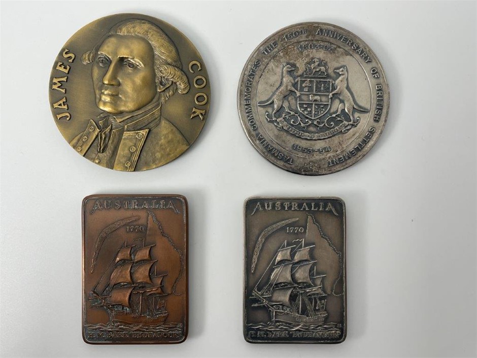 4 x AU James Cook & Tasmania Commemorative medals C:1953-1970 Auction ...