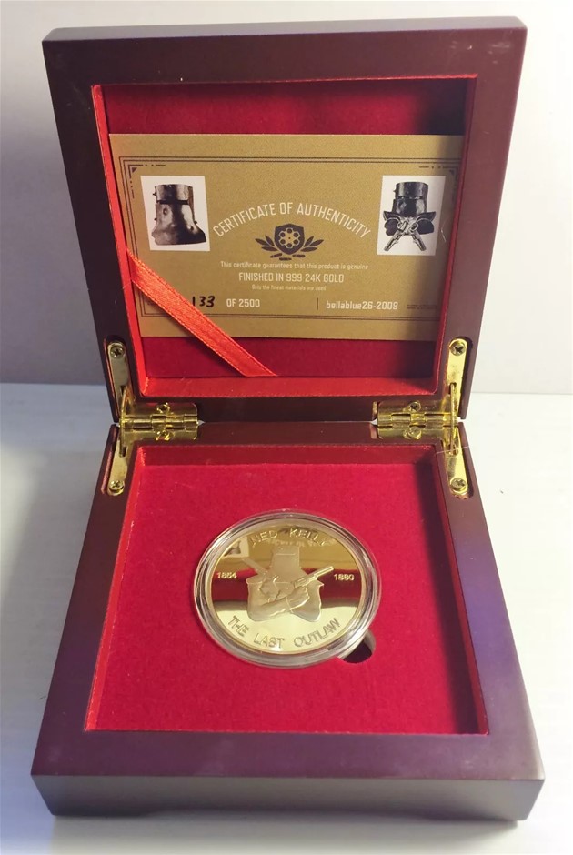 "NED KELLY" The Last Outlaw 1oz Coin With D/Box in 999 24k Gold LTD #2 ...