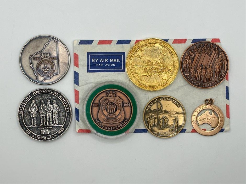 7 x AU Military Commemorative Medals and Medallions, incl RSL, C: 1969 ...