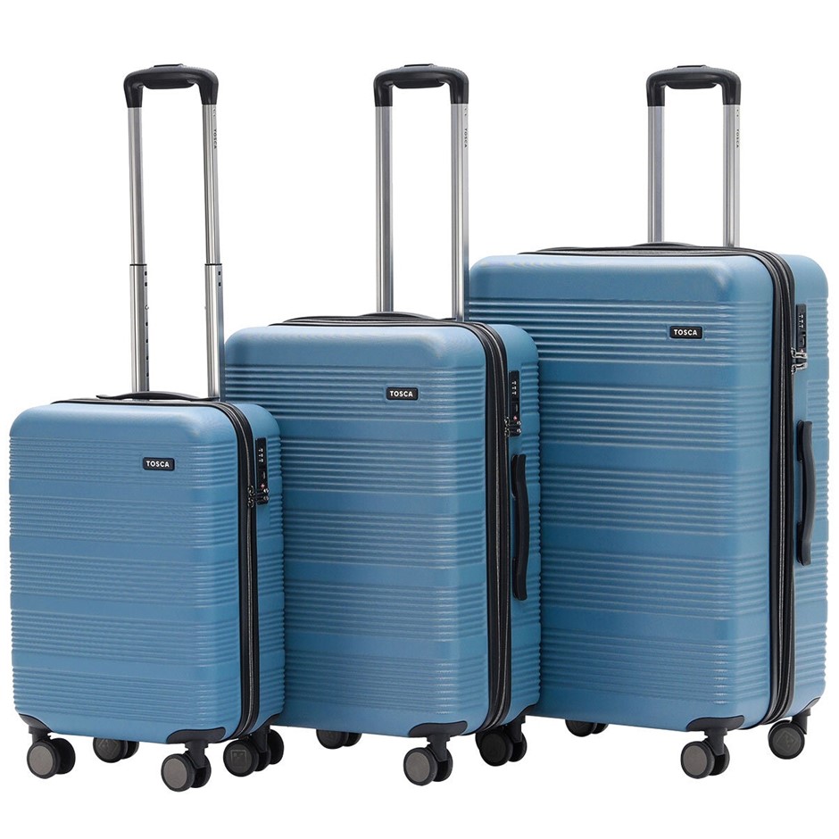 TOSCA Cosmic Luggage 3 Piece Set, Blue Mirage, Carry On: 56 cm, Medium ...