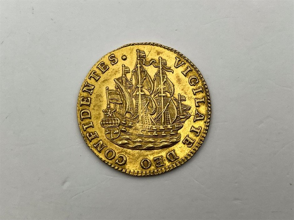 1767 Netherlands, Holland, Six Stuivers Coin, 24Ct Gold Auction (3975 ...