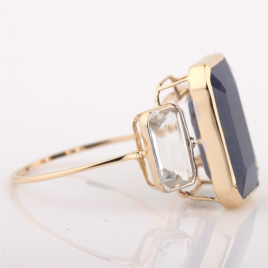 14k Yellow Gold Natural unheated,untreated Sapphire/Natural White Topaz ...